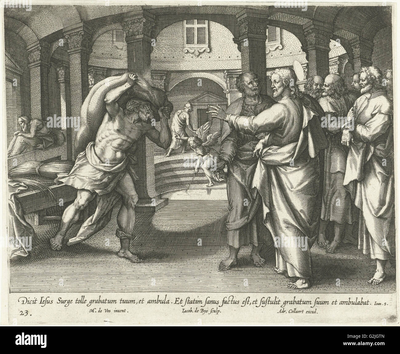 Healing of the man at the pool of Bethesda, Jacques de Bie, Adriaen ...