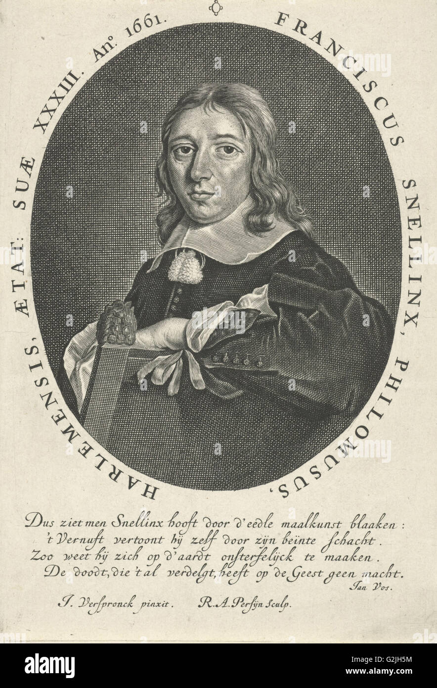 Portrait of Francis Snellinx, Reinier van Persijn, Jan Vos, 1661 Stock ...