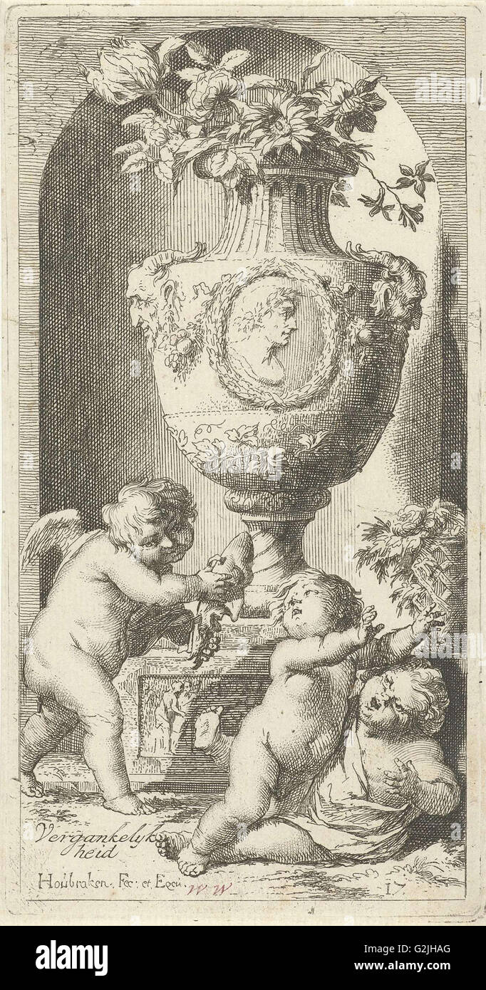 Allegory of the transience, Arnold Houbraken, 1710 - 1719 Stock Photo ...