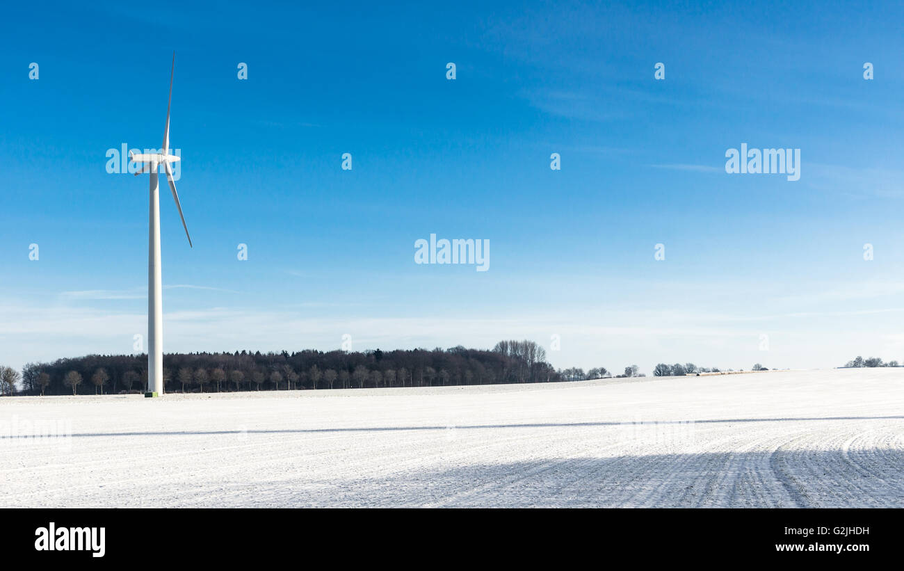 Field with Wind Turbines on a cold winter Day Stock Photo - Alamy