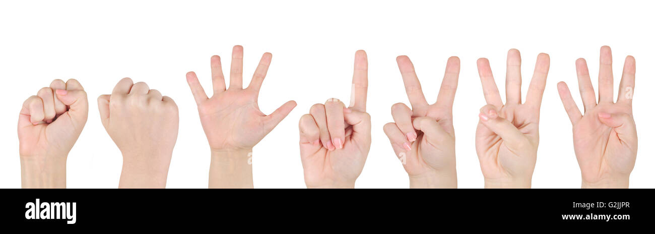 Isolated collage hands on white background Stock Photo - Alamy