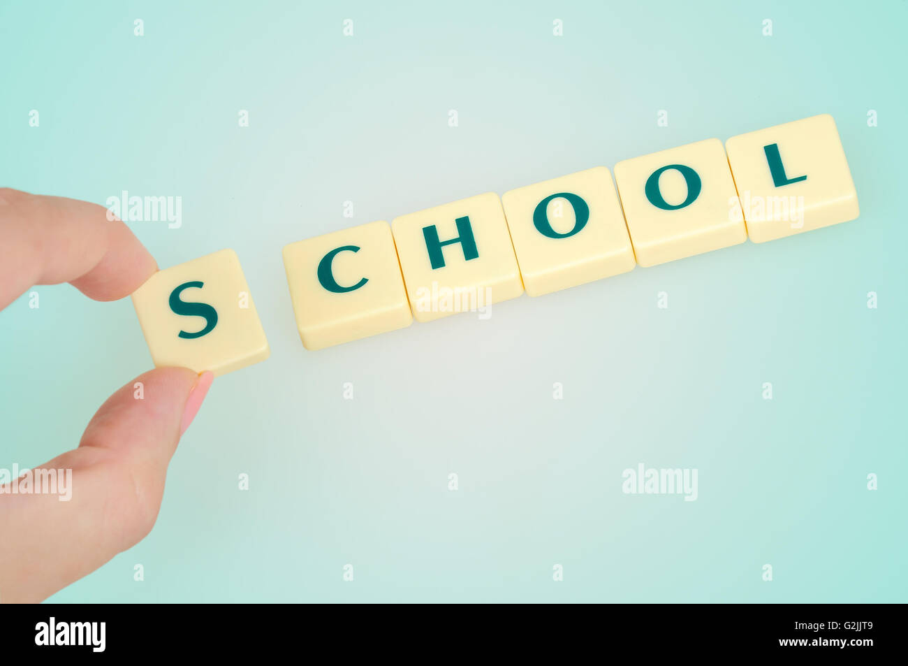 School word on blue background Stock Photo - Alamy