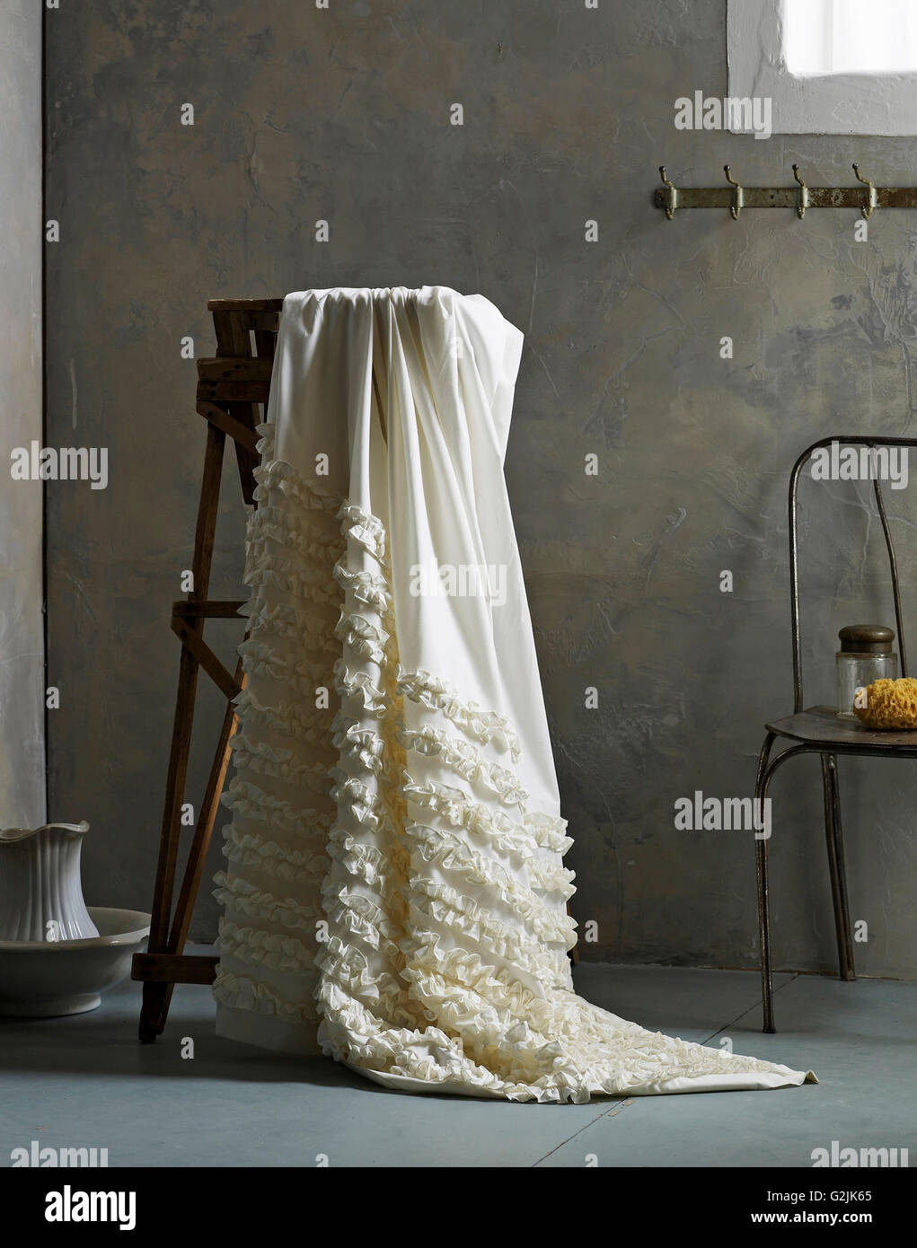 Curtain Fabric Hanging on Stool Stock Photo - Alamy