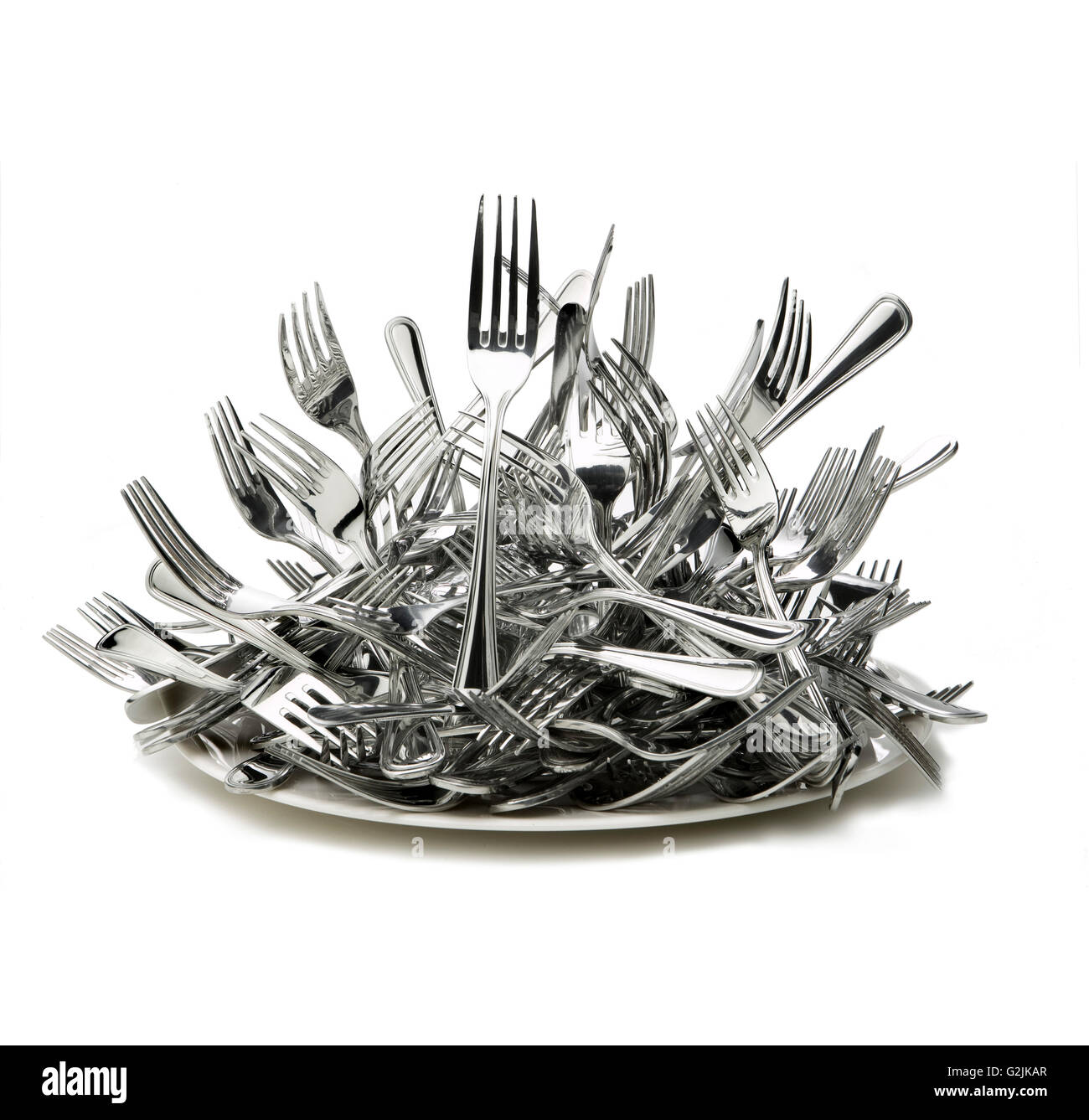 Forks on Plate Stock Photo - Alamy