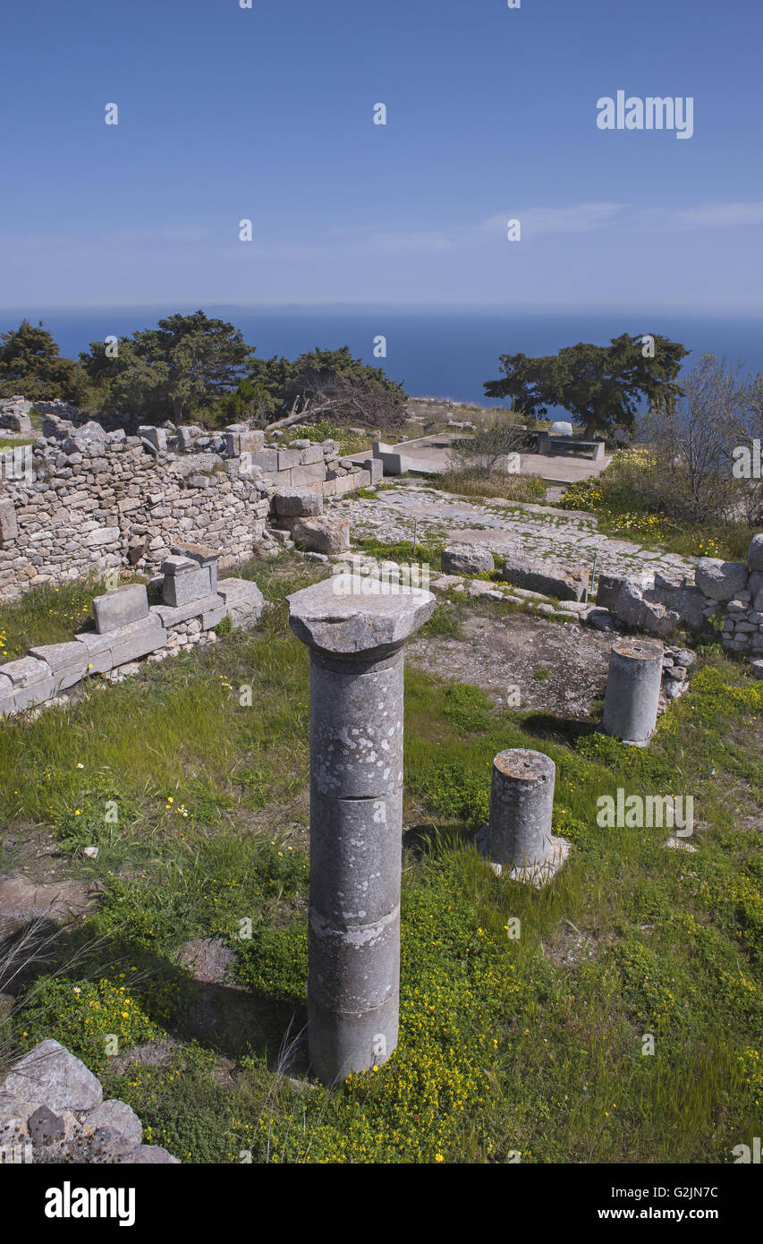 The archaeological site of ancient Thira, in Santorini island Cyclades ...