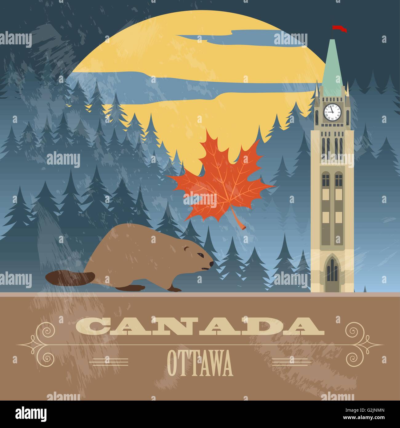 Canada landmarks. Retro styled image. Vector illustration Stock Vector ...