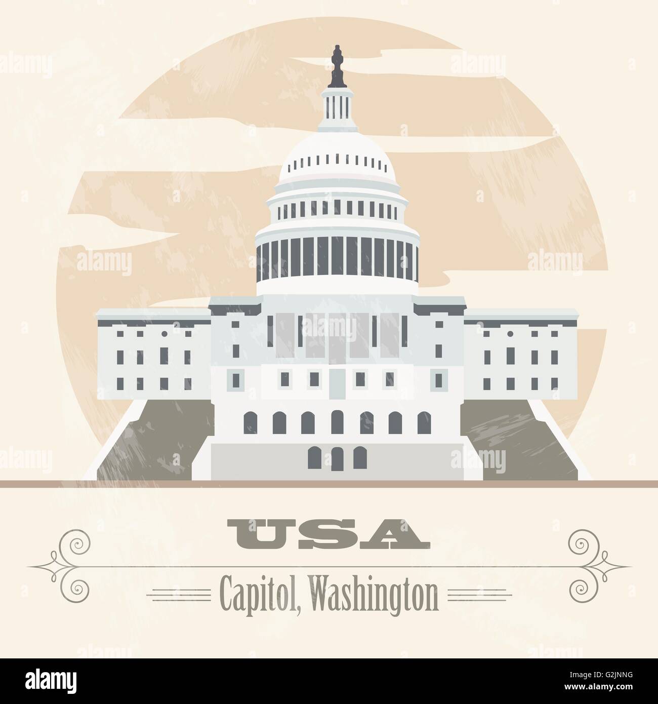 USA landmarks. Retro styled image. Vector illustration Stock Vector ...