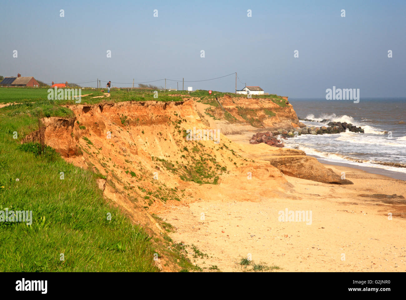 A view of the beach and cliffs from the cliff top footpath at ...