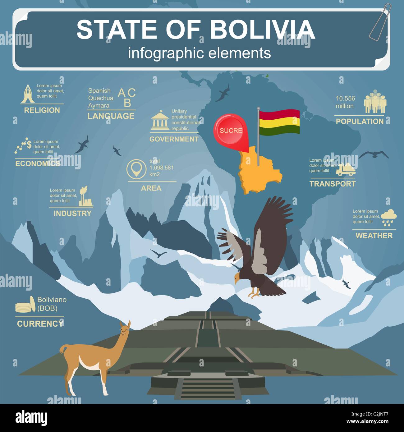 Bolivia infographics, statistical data, sights. Vector illustration ...