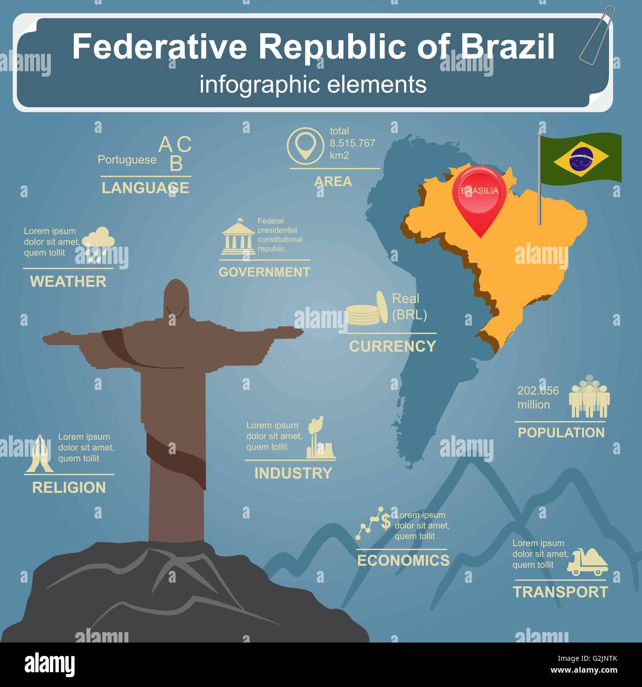 Brazil infographics, statistical data, sights. Vector illustration ...