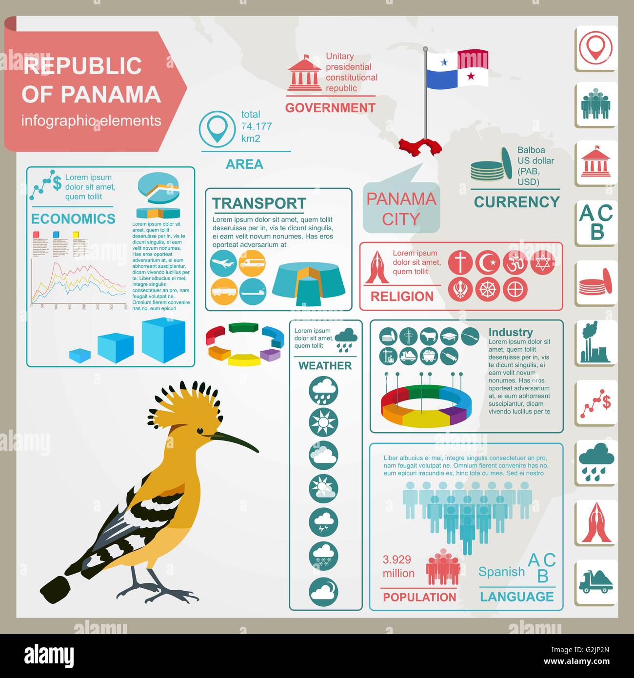 Panama infographics, statistical data, sights. Vector illustration Stock Vector Image & Art - Alamy