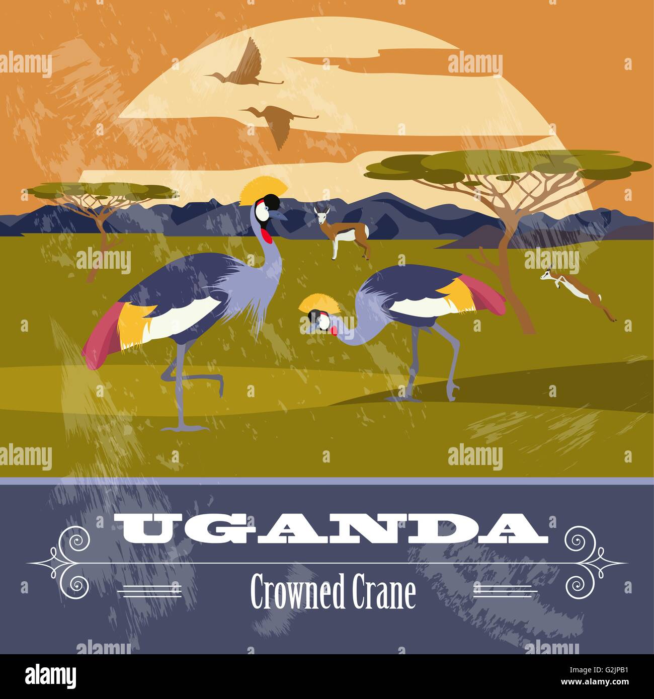 Uganda, Africa. Retro styled image. Vector illustration Stock Vector ...
