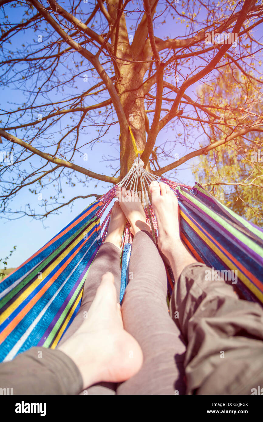 Resting legs in hammock Stock Photo - Alamy