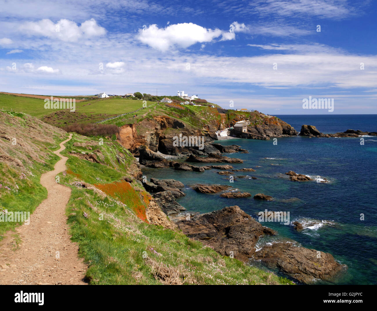 Polpeor Cove and lighthouse from Lizard Point, Cornwall Stock Photo - Alamy