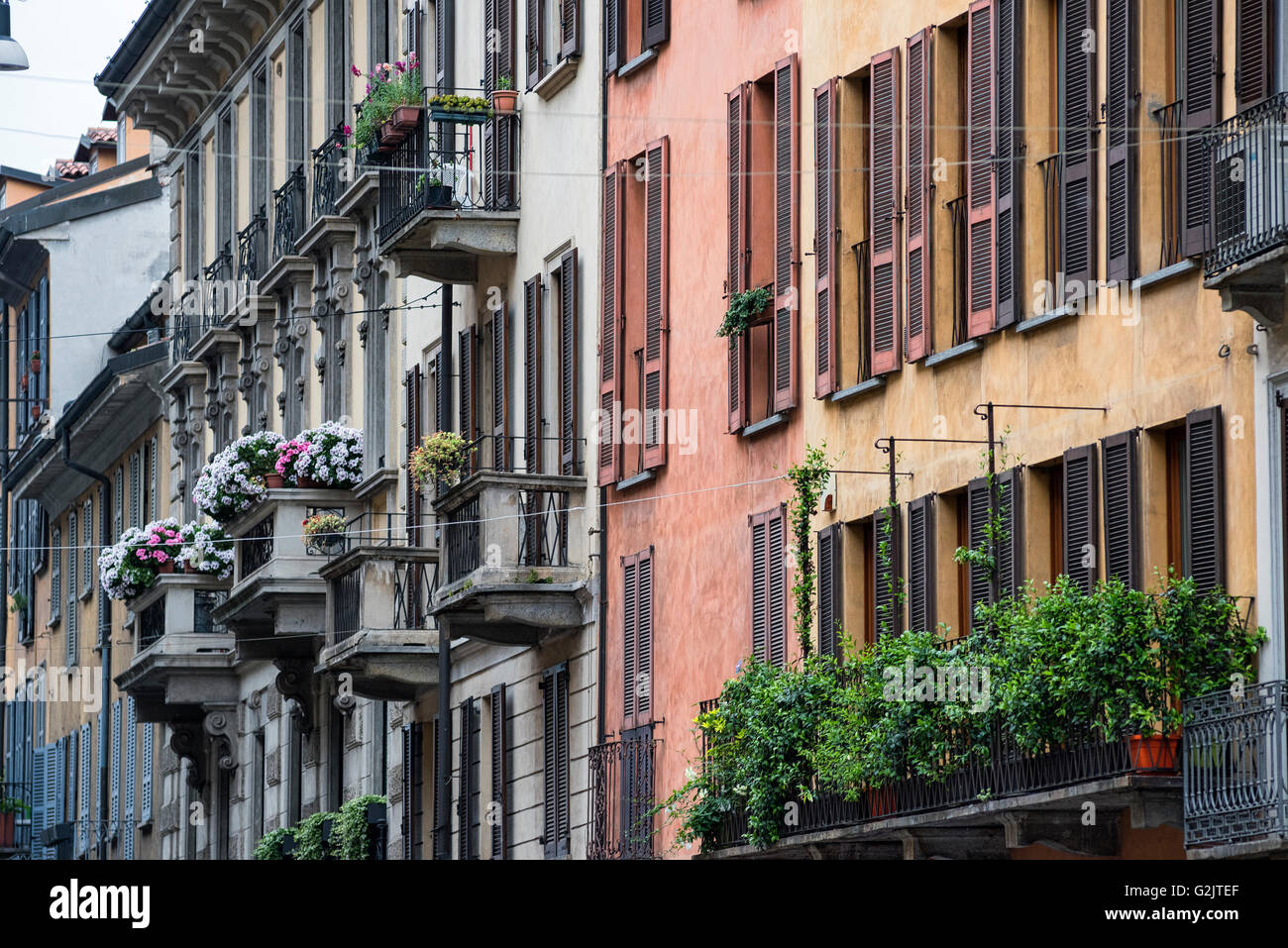 Milan (Lombardy, Italy) - facade of old residential buildings in Corso ...