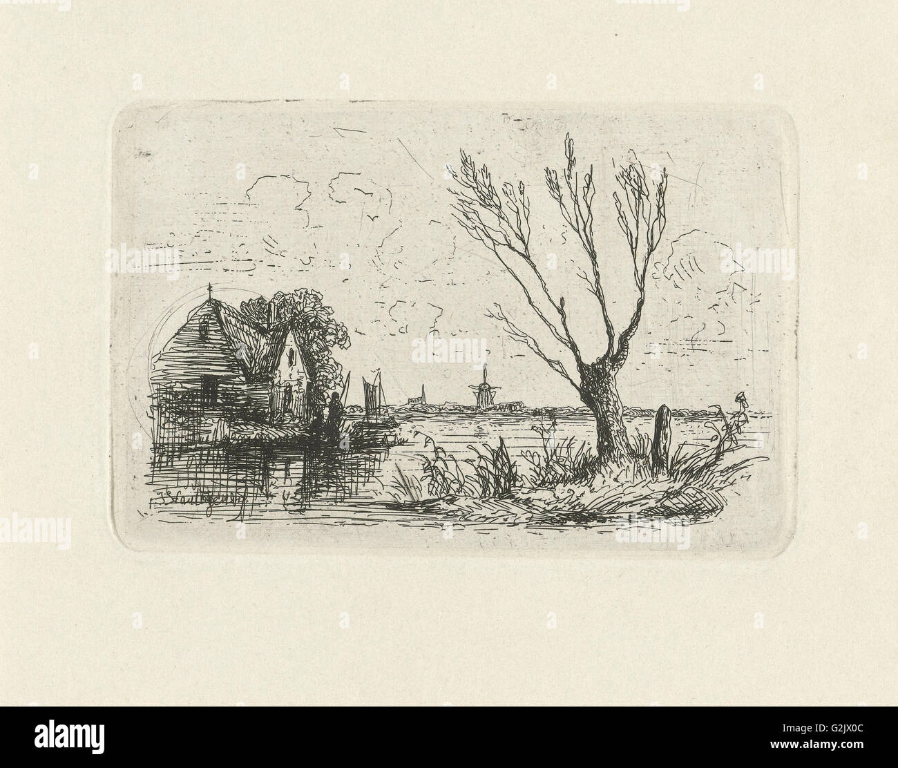 House on a waterfront, Joseph Hartogensis, c. 1837 - 1865 Stock Photo ...