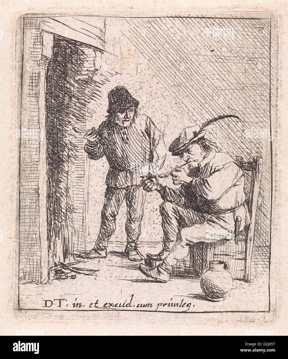 Seated peasant smoking pipe hi-res stock photography and images - Alamy