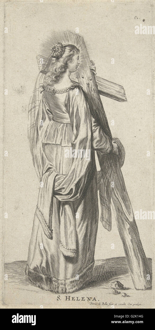 Saint Helena with the True Cross, print maker: Pieter de Bailliu I ...