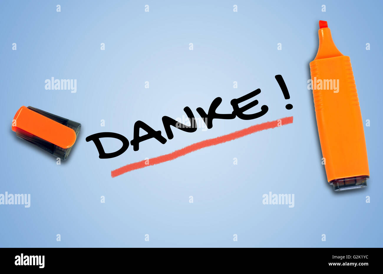 Danke word on blue background Stock Photo - Alamy