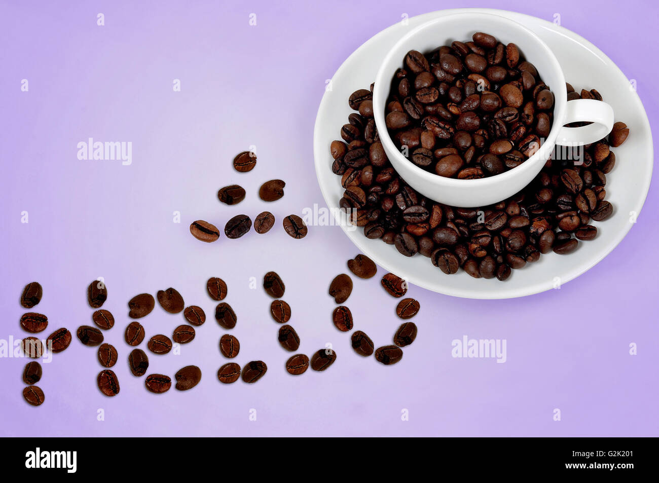 Hello word on purple background Stock Photo - Alamy