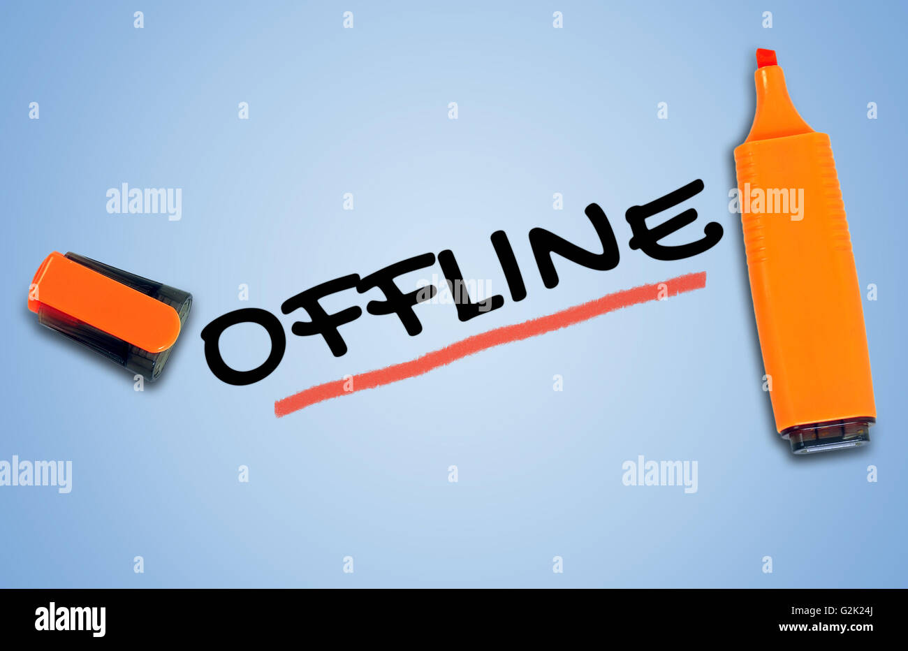 Offline word on blue background Stock Photo - Alamy