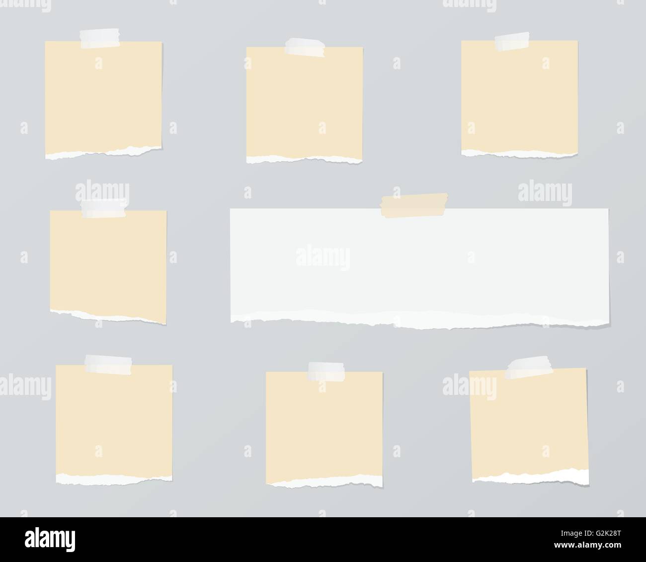 Ripped blank note paper are stuck on gray background Stock Vector Image ...