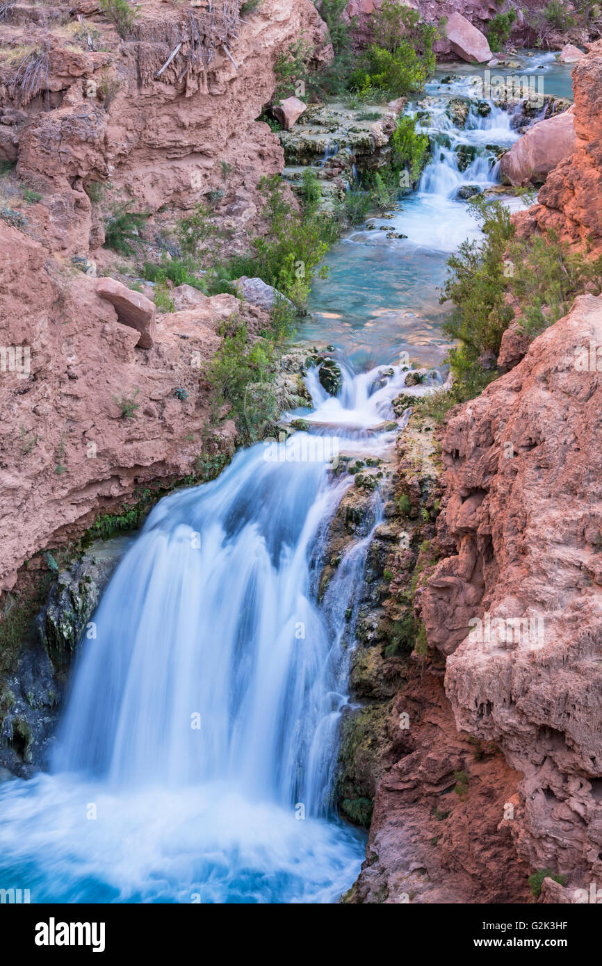 A unnamed waterfall cuts through Havasu Canyon on the Havasupai Indian ...
