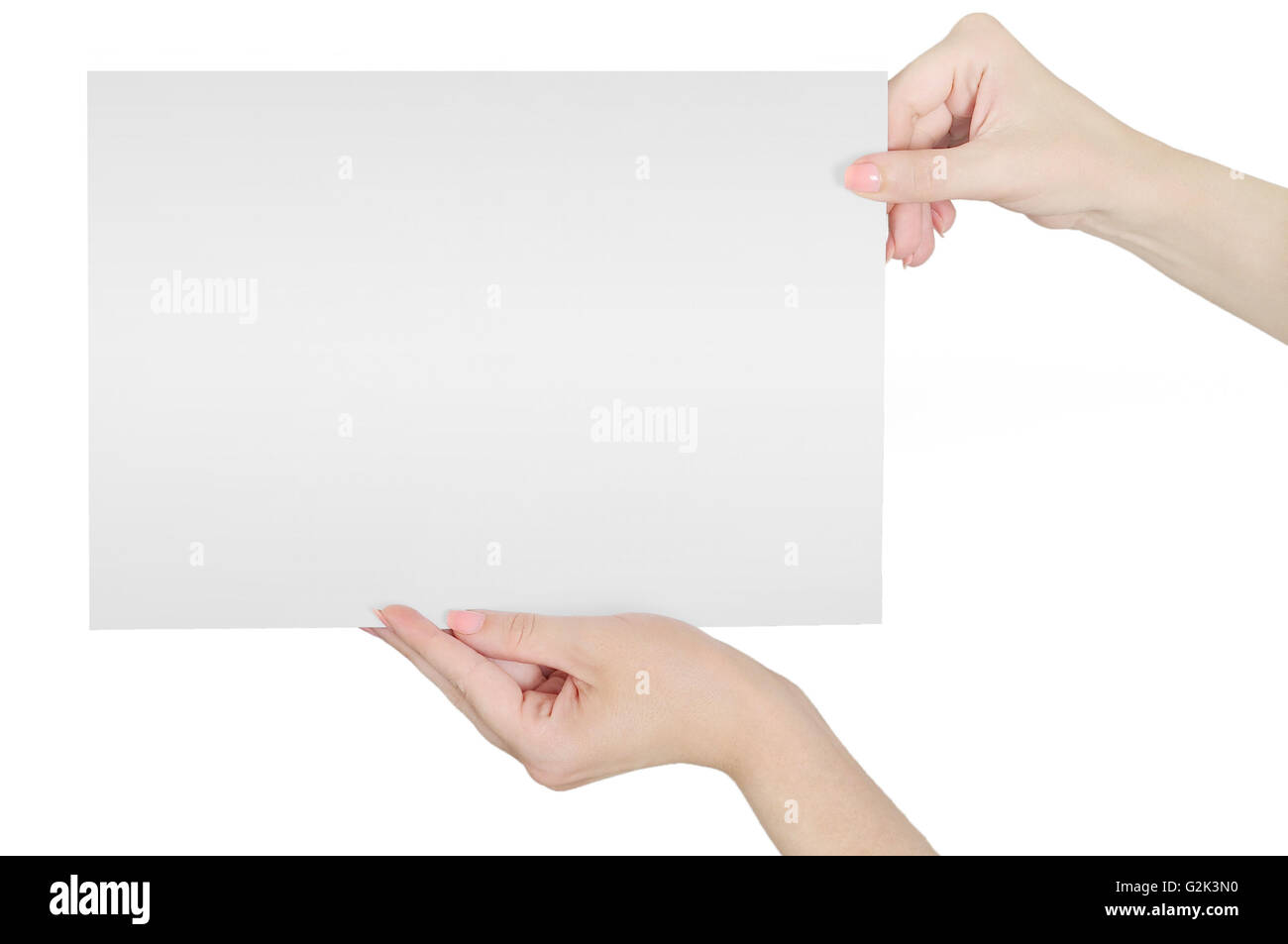 Isolated hands holding paper clean Stock Photo - Alamy