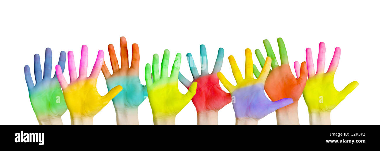 Isolated colorful hands on background Stock Photo - Alamy