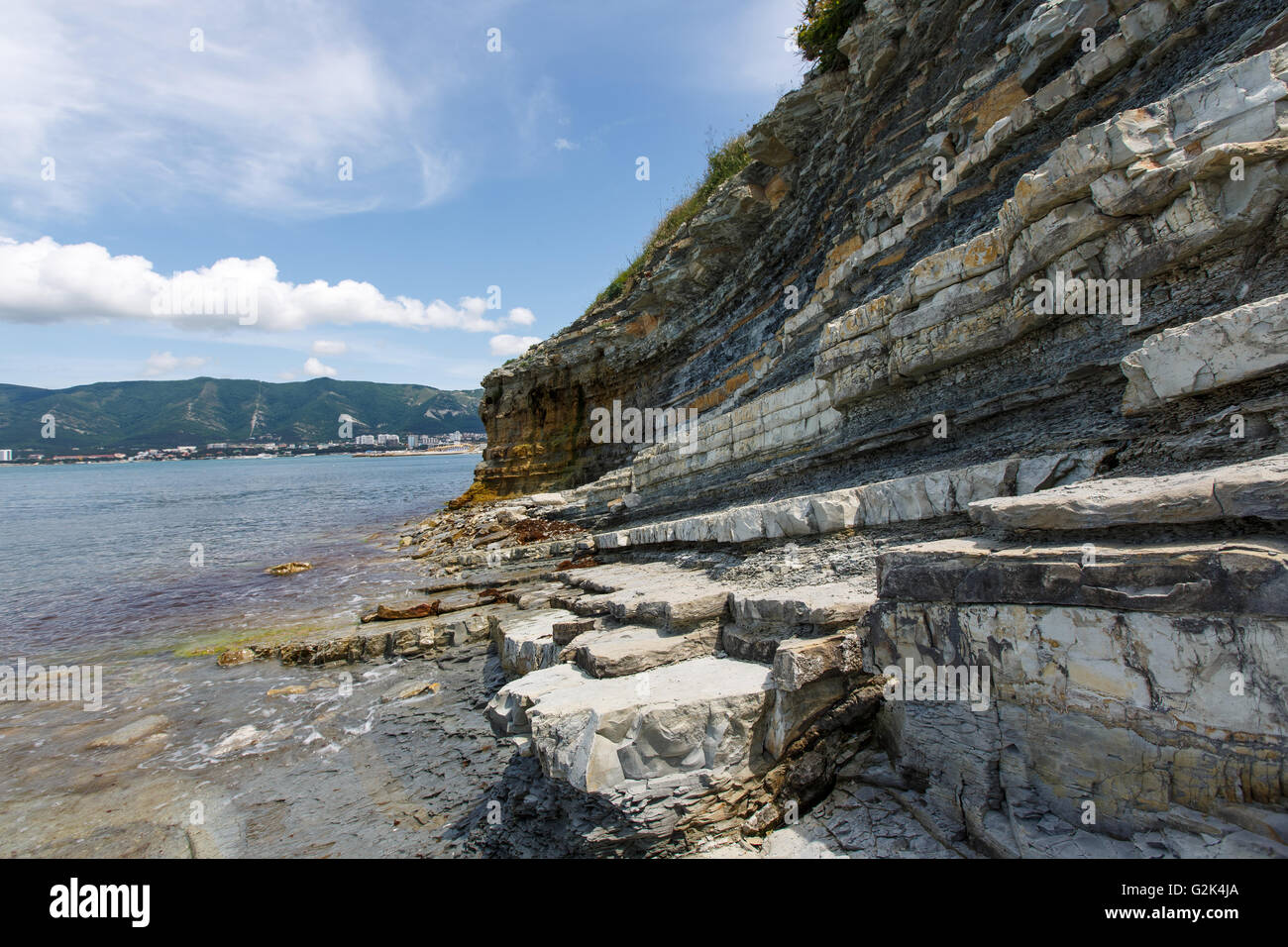 coast rocky sea landscape travel landmark blue sky water vacation ...