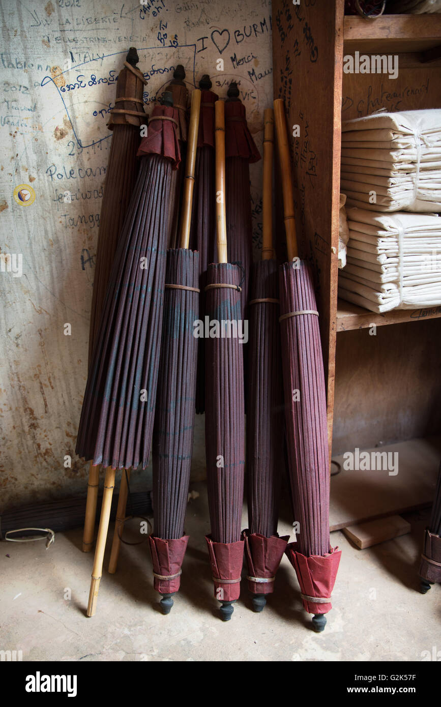 Traditional handmade paper umbrellas, Pindaya, Myanmar (Burma), Asia ...