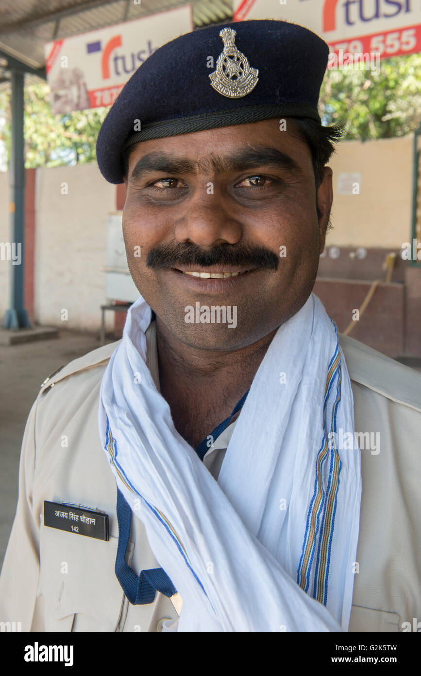 Police Officer, Train Station, Ujjain Stock Photo - Alamy