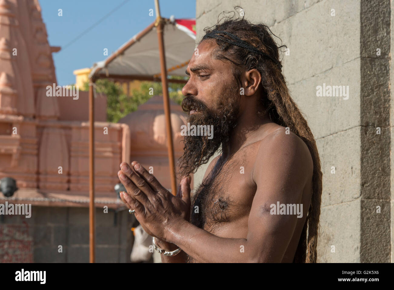 Sadhu With Dreadlocks Praying, Bathing Ghats, Ujjain Stock Photo - Alamy