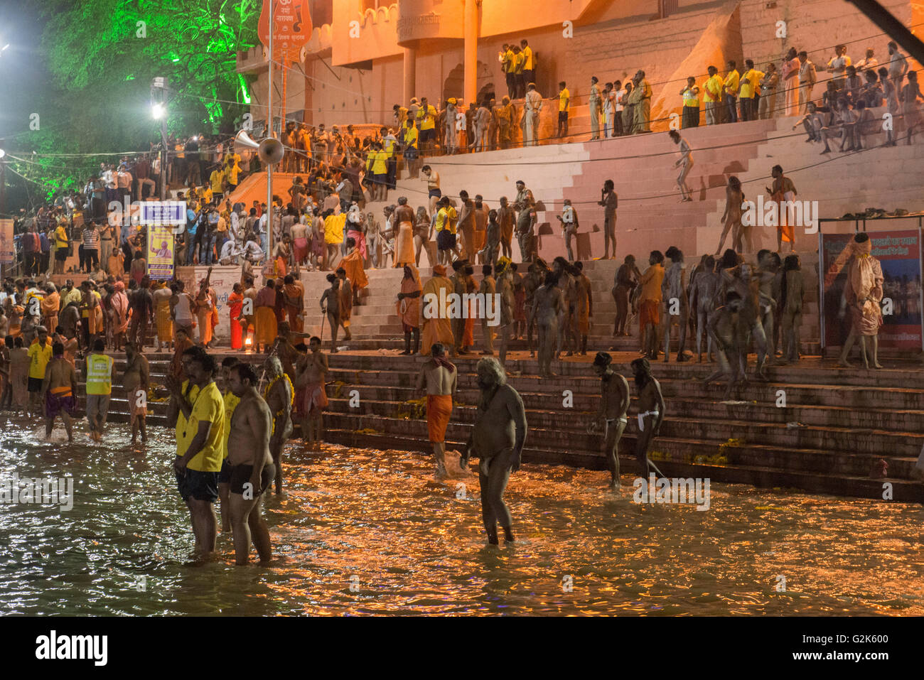 Pilgrims Bathing At Shipra River Ghats At Dawn, Shahi Snaan (Royal Holy ...