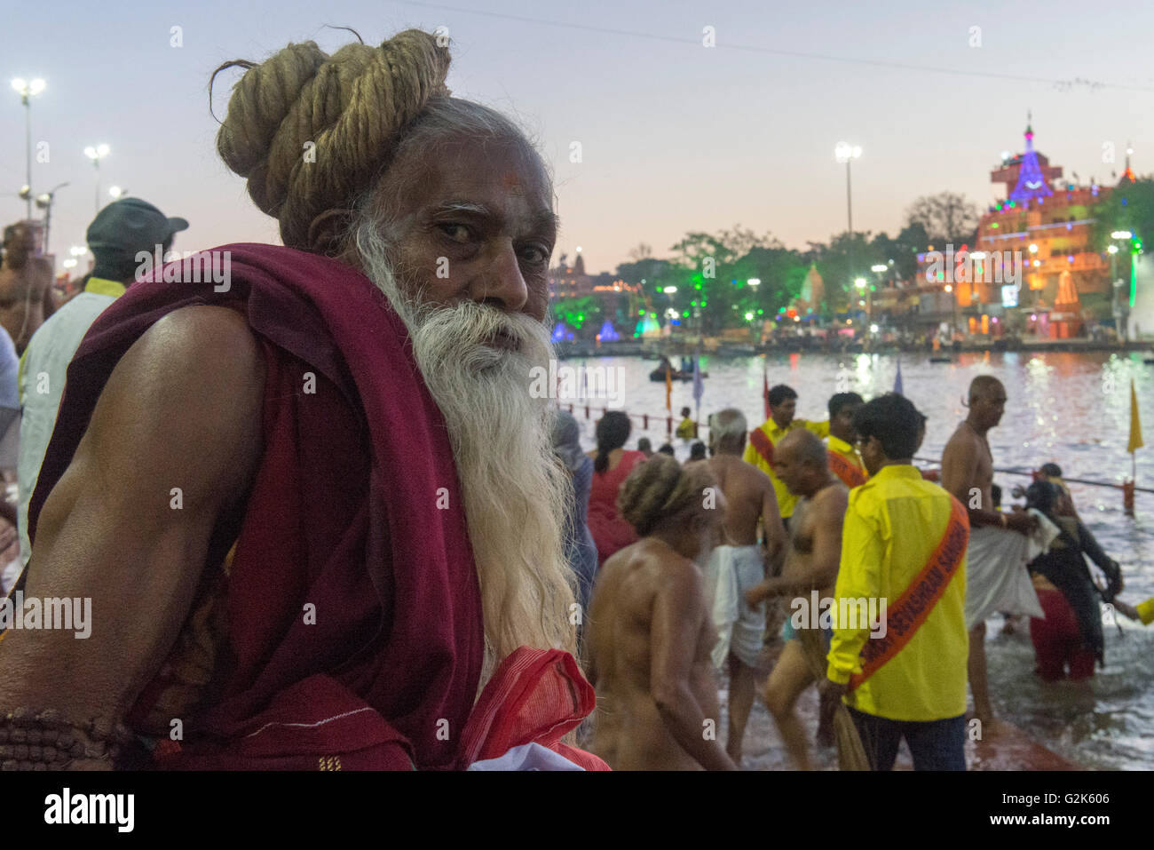 Old Sadhu At Shipra River Ghats At Sunrise, Shahi Snaan (Royal Holy Dip ...