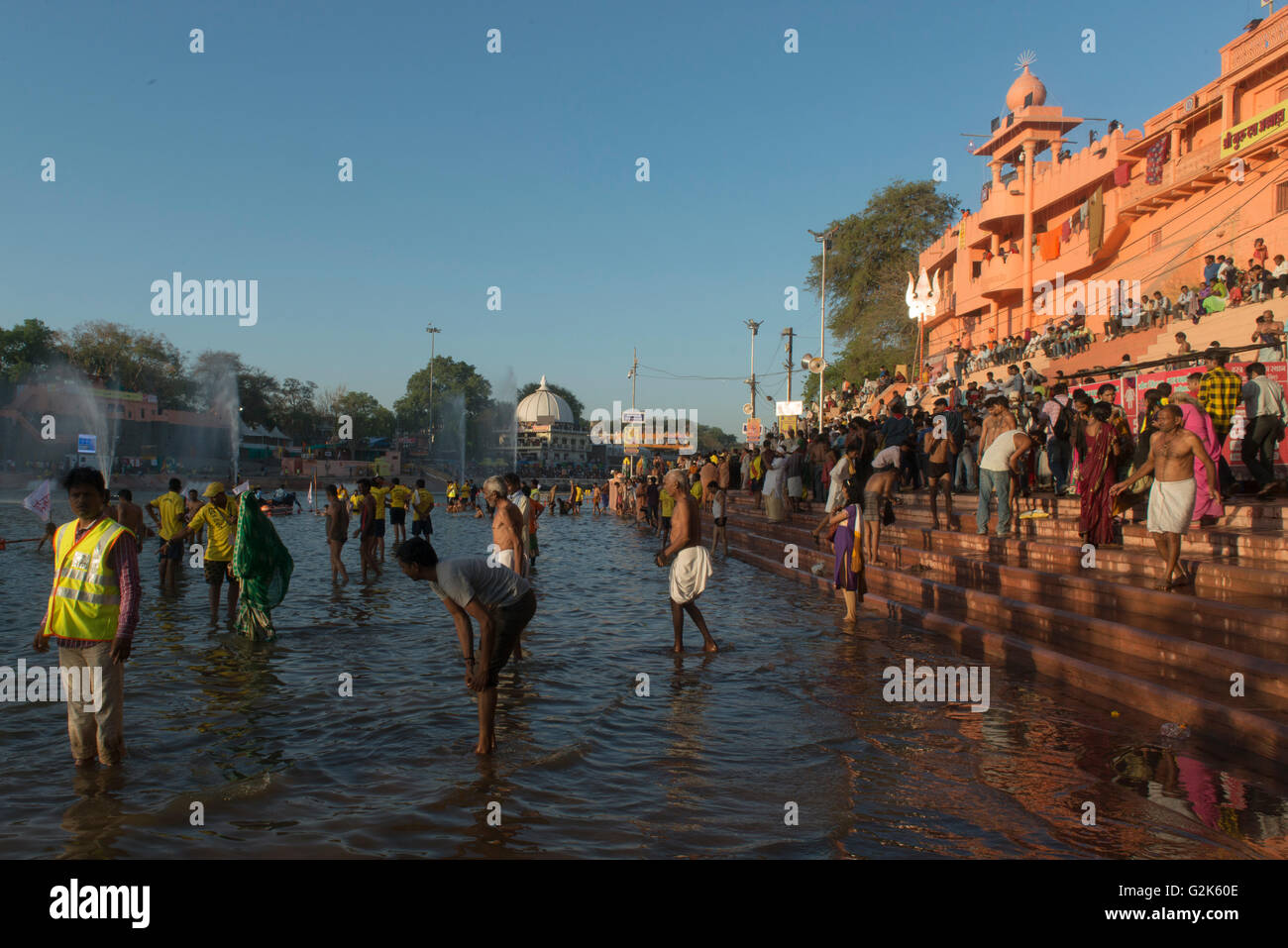 Pilgrims Bathing At Shipra River Ghats At Sunrise, Shahi Snaan (Royal ...