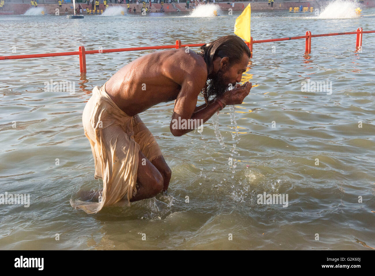 Sadhu Bathing At Shipra River Ghats, Shahi Snaan (Royal Holy Dip ...
