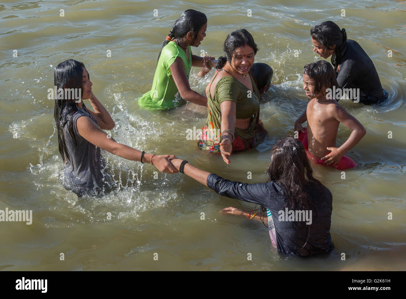 Female Pilgrims Bathing At Shipra River Ghats, Shahi Snaan (Royal Holy ...