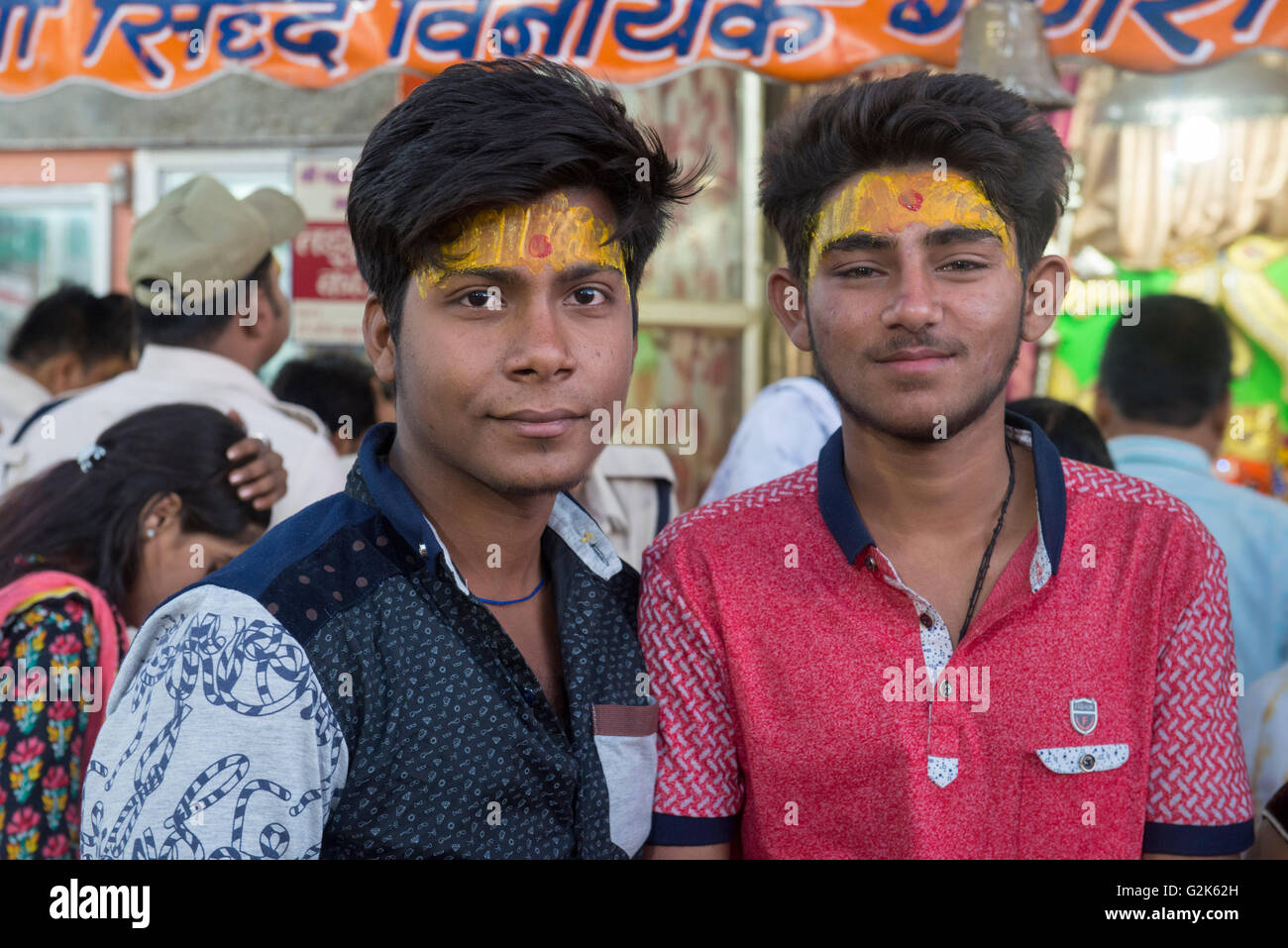 Two Young Male Devotees With Tilaka On Foreheads At Mahakaleshwar ...