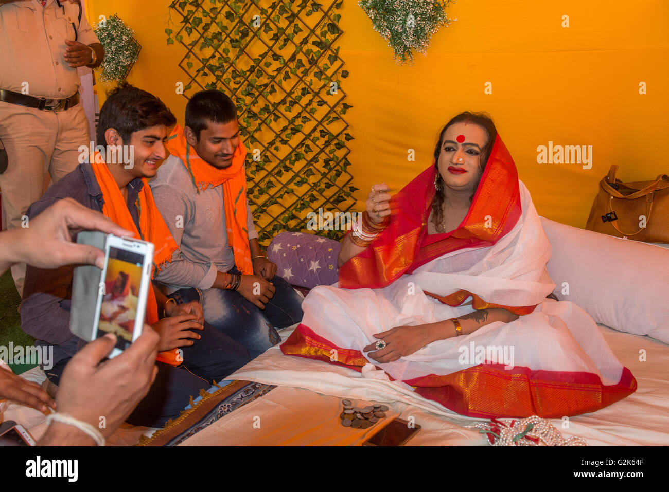 Hijra Leader Laxmi Narayan Tripathi Photographed With Two Male Devotees ...