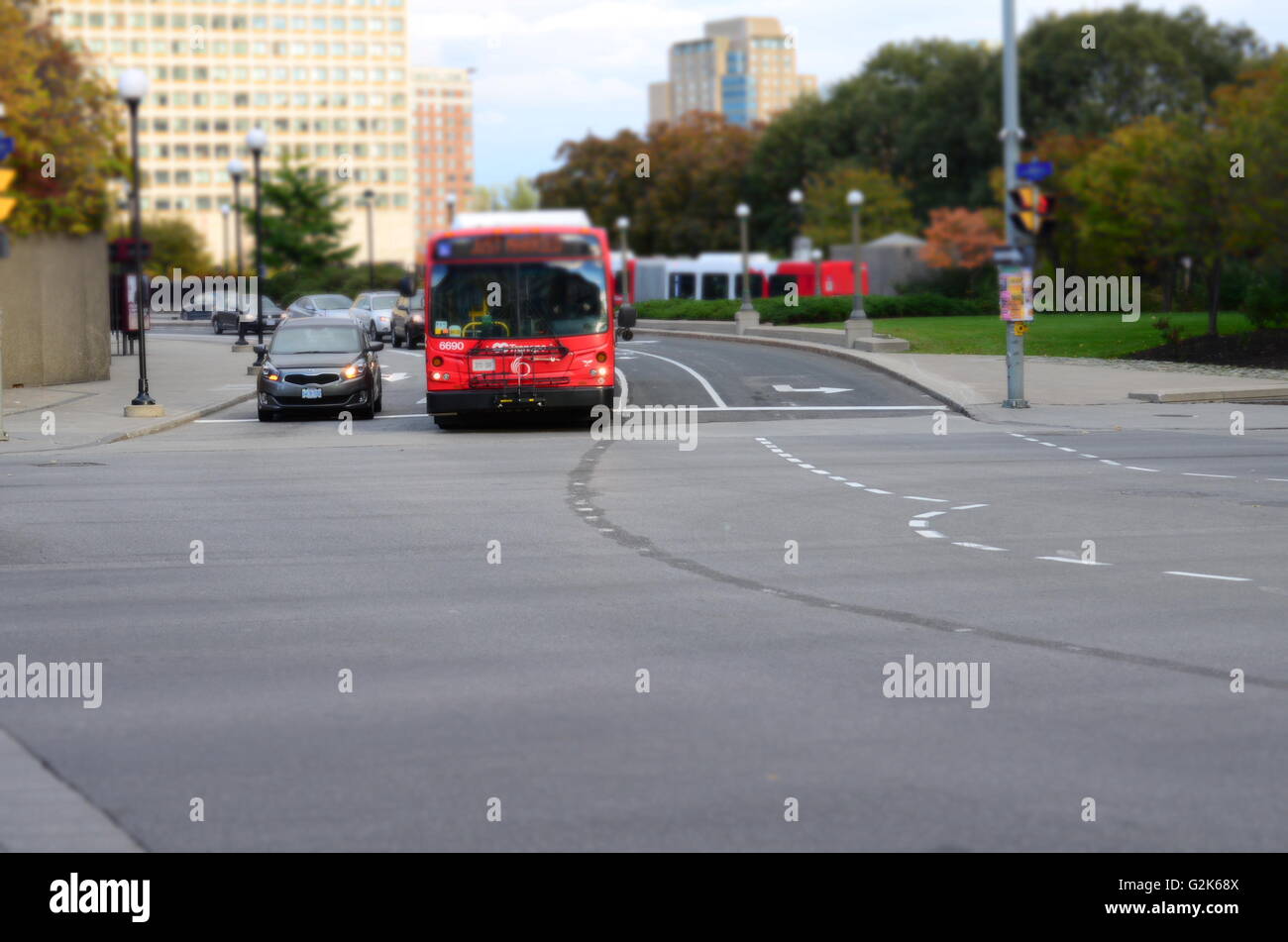 Miniature picture of a bus waiting in the Traffic Signal Stock Photo ...