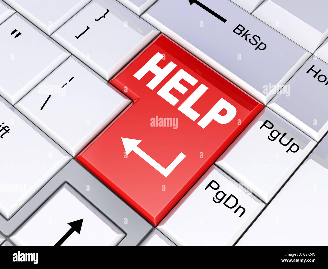 Red Batton help on keyboard (done in 3d rendering Stock Photo - Alamy