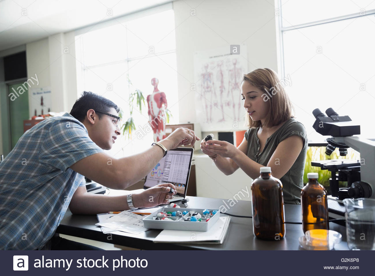 Student examining molecular model hi-res stock photography and images ...
