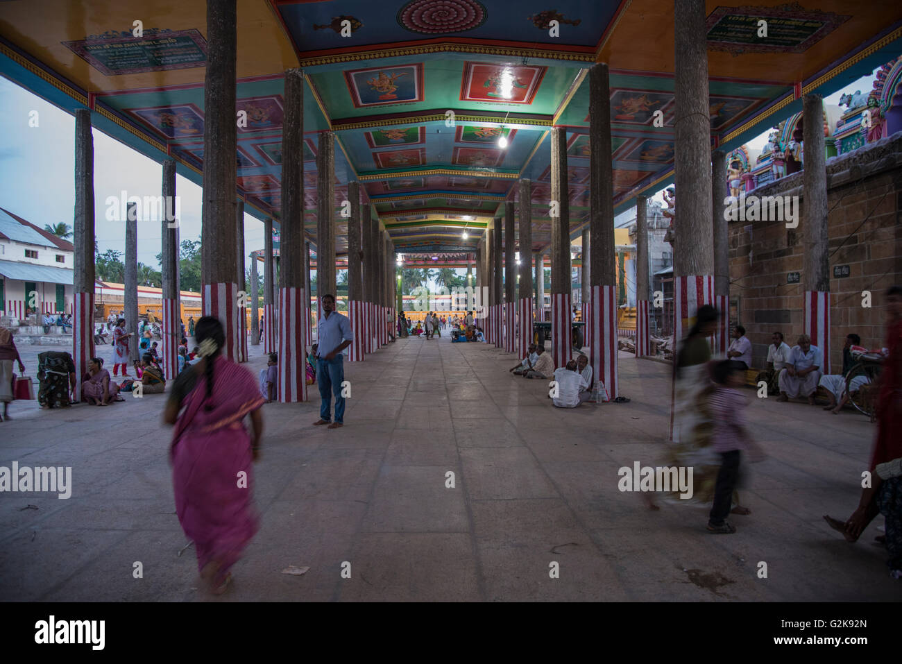 Inside of a famous hindu temple of India. This is temple decorated with ...