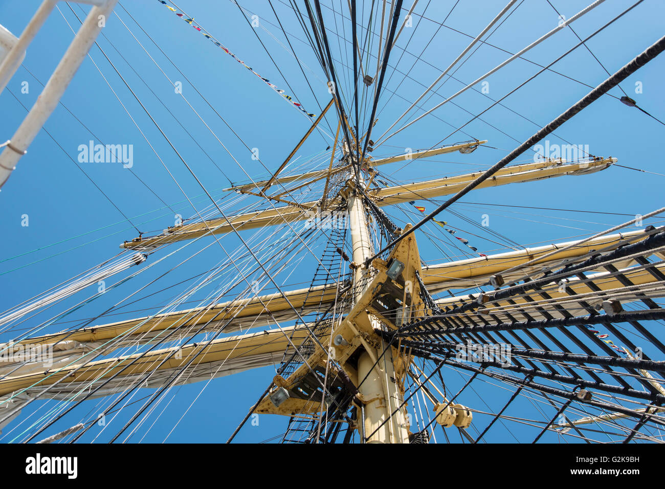 Old sailing ship masts sails and rigging Stock Photo - Alamy