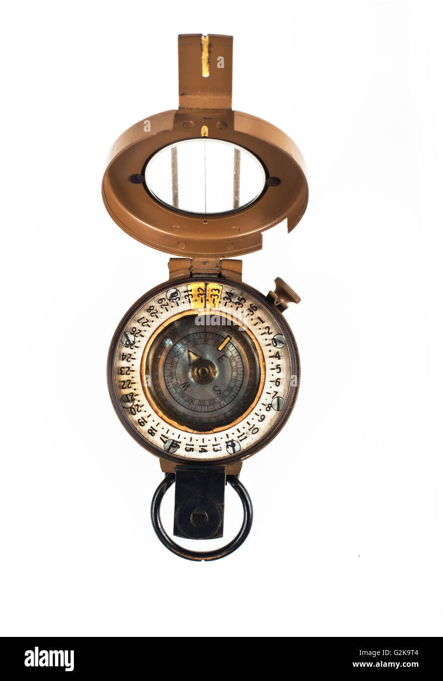 old open military compass isolated on white background Stock Photo - Alamy