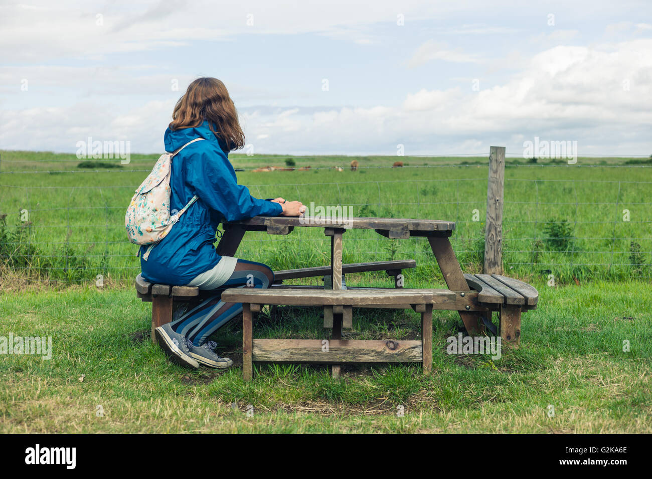 Sitting at picnic table hi-res stock photography and images - Alamy