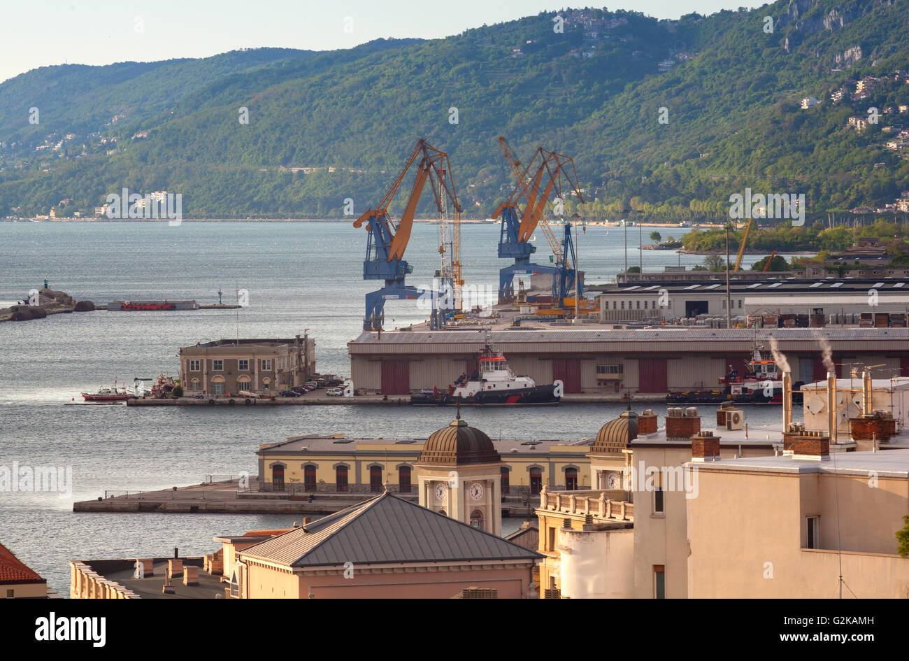 Top view of the Trieste harbour, Italy Stock Photo - Alamy