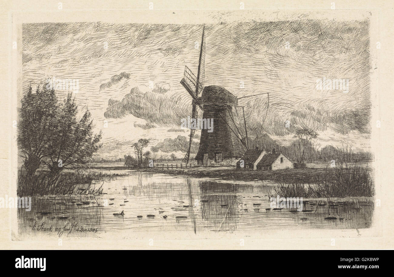 Windmill Baambrugge, The Netherlands, Elias Stark, 1886 Stock Photo - Alamy