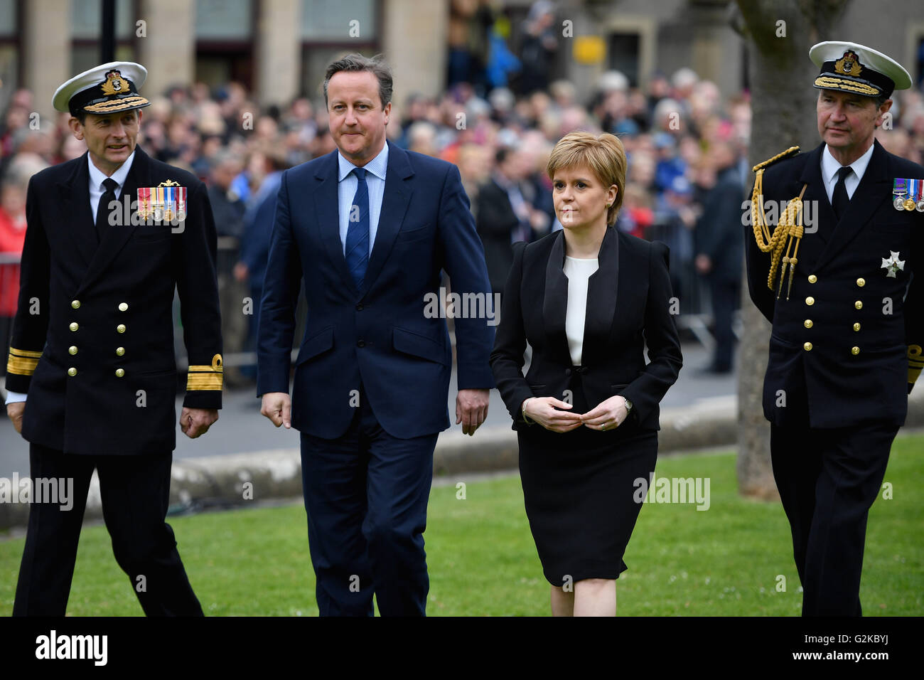 (Left to right) Rear Admiral John Weale, Prime Minister David Cameron ...